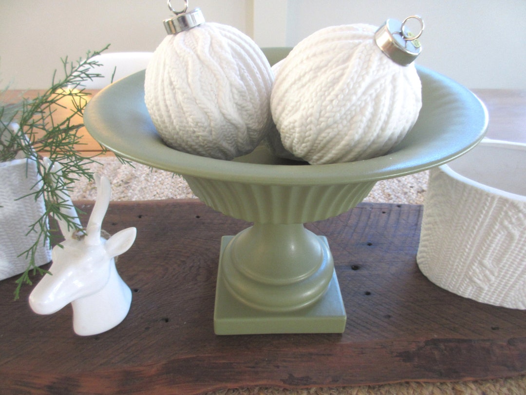 Vintage Mid Century Hyalyn USA Large Matte Soft Moss Green Pedestal ...