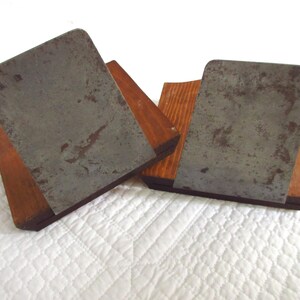 Vintage Upcycled Bookends Stained Pine Bookends With White - Etsy