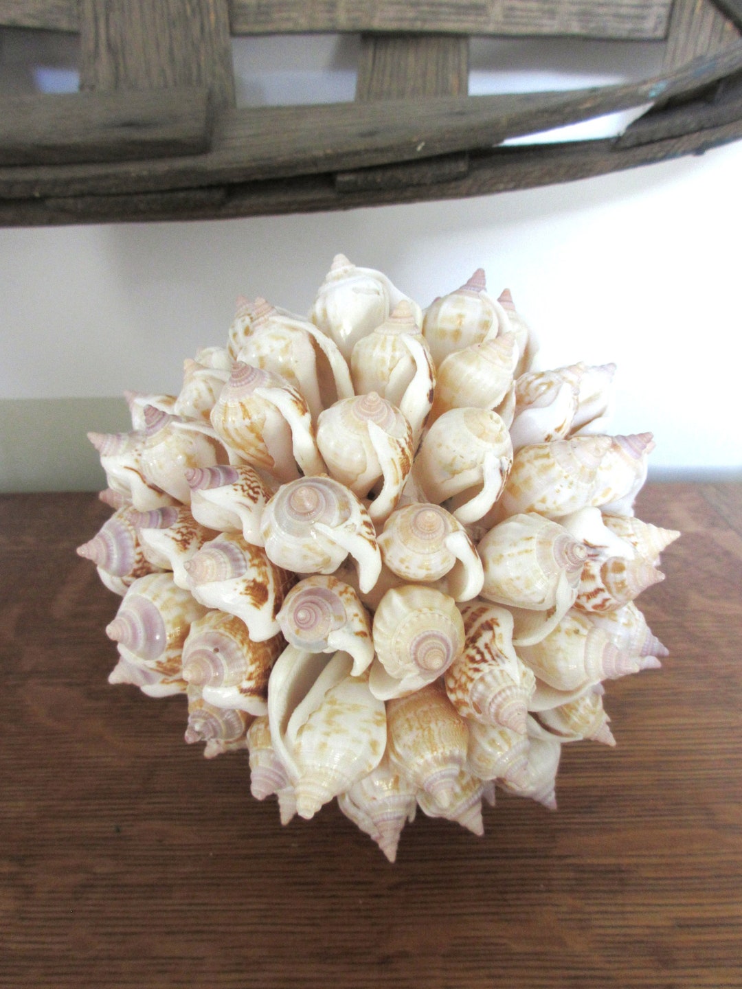 Vintage and Handmade Shell Ball Shell Orb Shell Decor Coast Shell Art ...