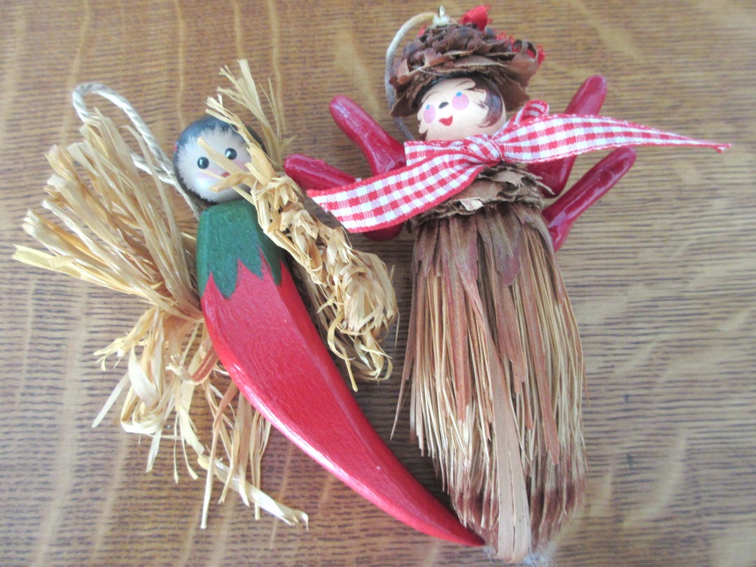 Vintage Chili Pepper Angel Ornaments, Set of 2 - Etsy