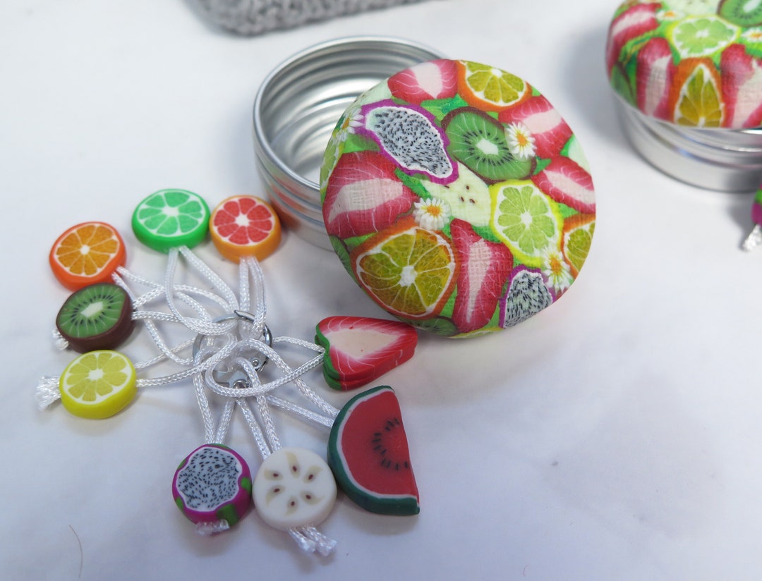9 Stitch Marker in a Little Storage Container. Design Fruitsalat. for ...