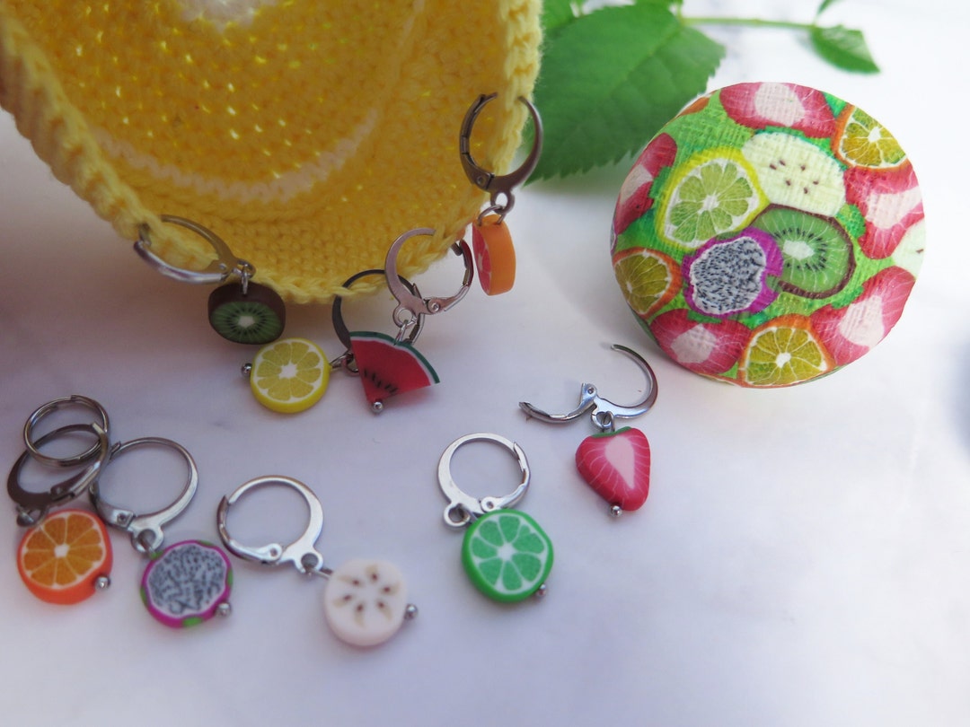 9 Stitch Marker in a Little Storage Container. Design Fruitsalat - Etsy