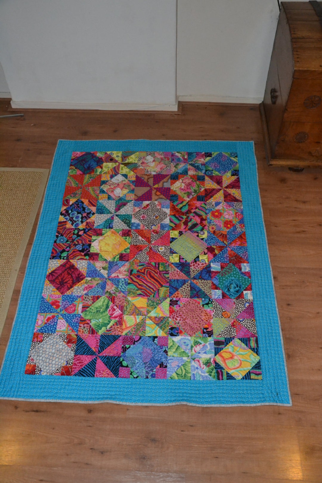 Colorful One Person Quilt, Throw Size - Etsy