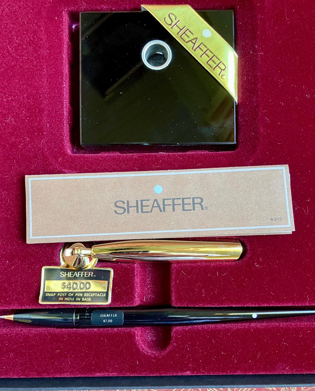 Vintage Sheaffer Jet Crystal Desk Set - Etsy