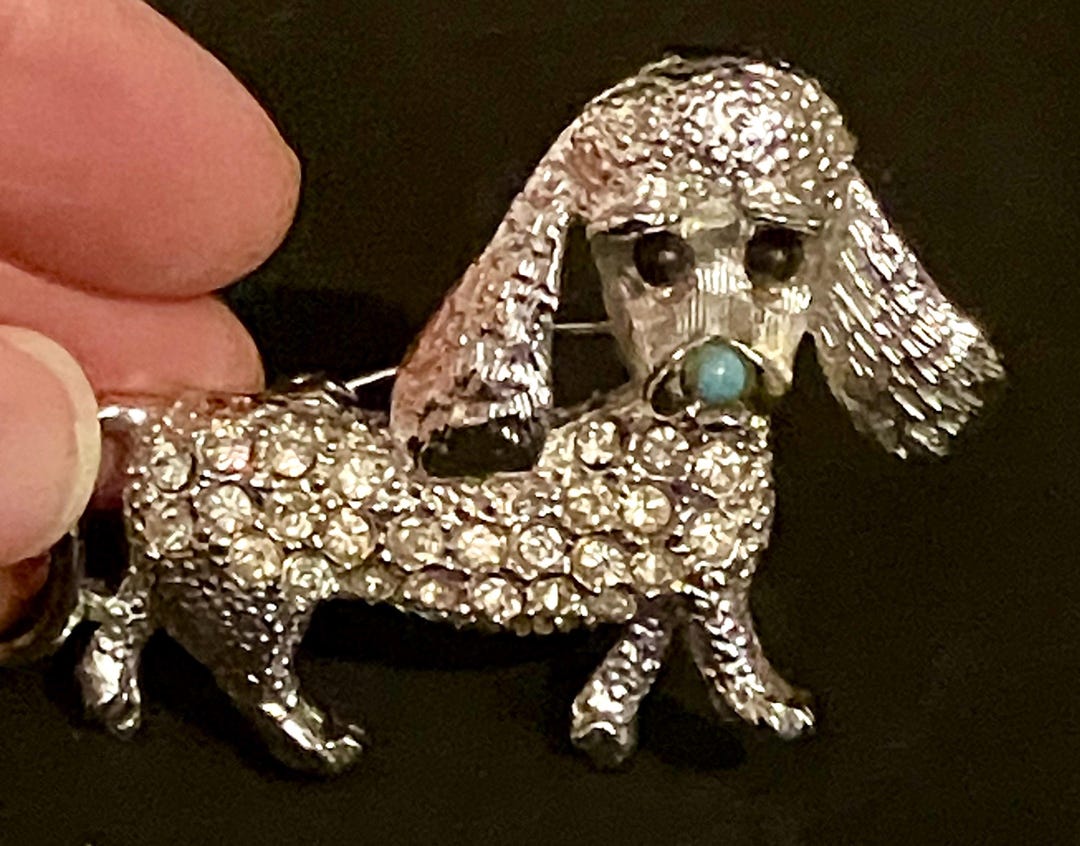 1950s Rhinestone Poodle Brooch by Precious Pins - Etsy