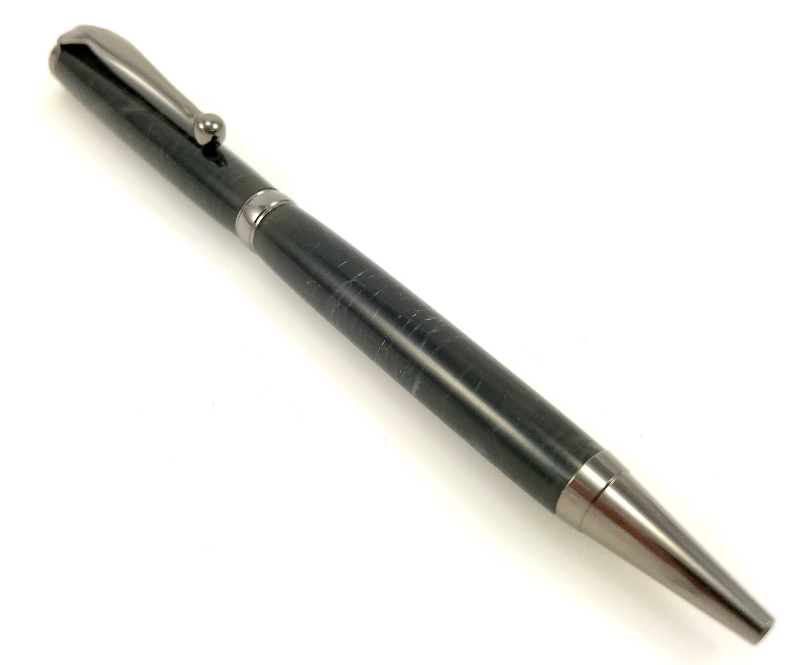 Acrylic Ballpoint Twist Pen - Black With Silver Swirl Accent - Etsy