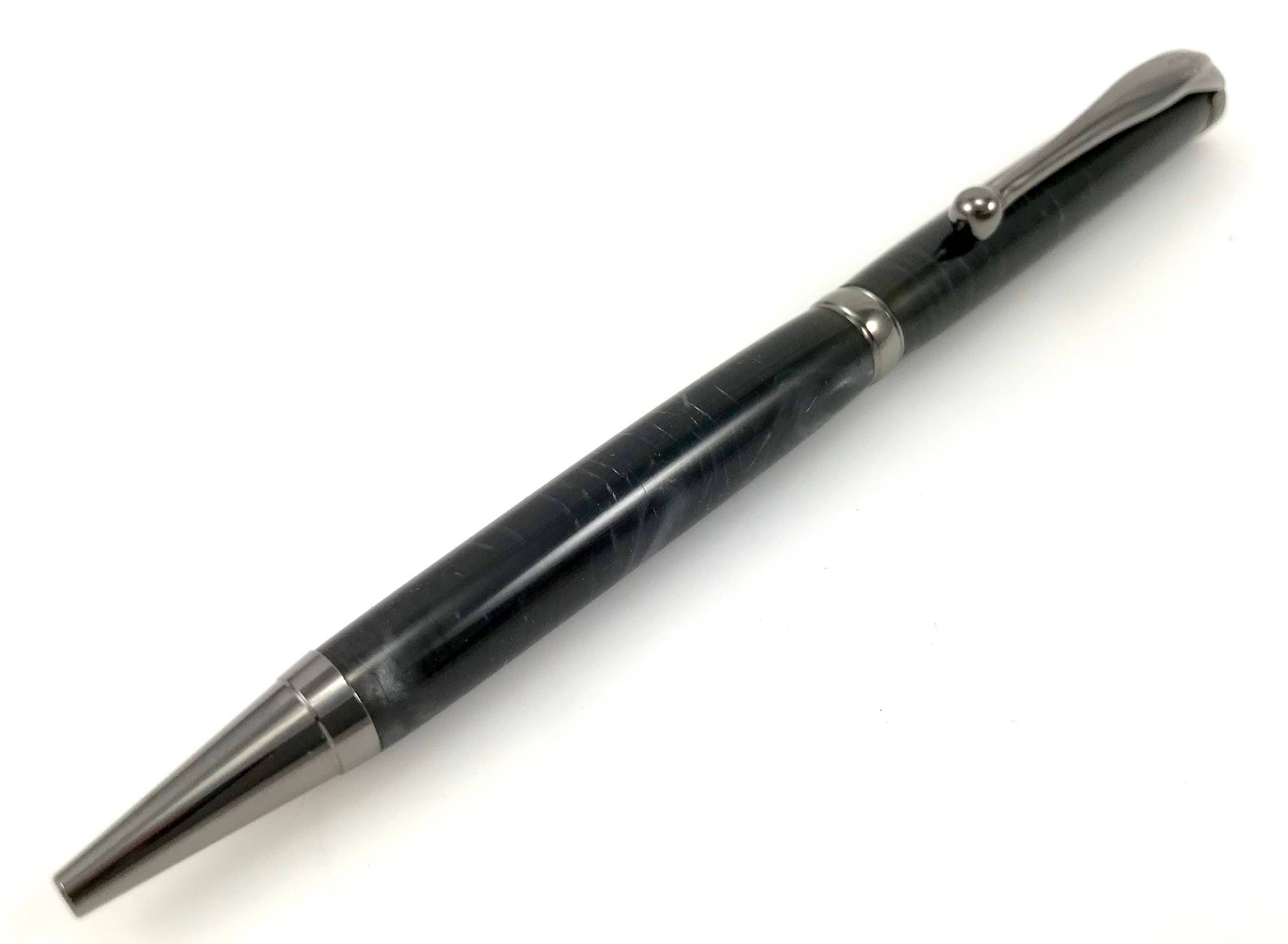 Acrylic Ballpoint Twist Pen - Black With Silver Swirl Accent - Etsy