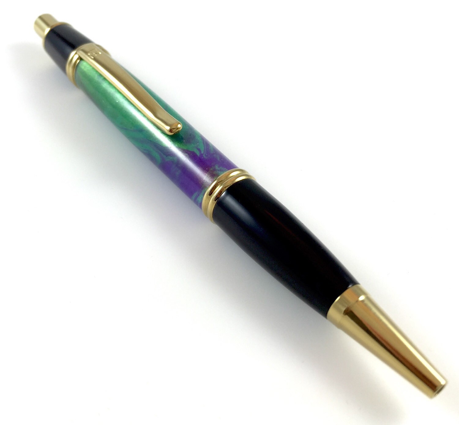 Ballpoint Click Pen Green and Purple Swirl Acrylic - Etsy