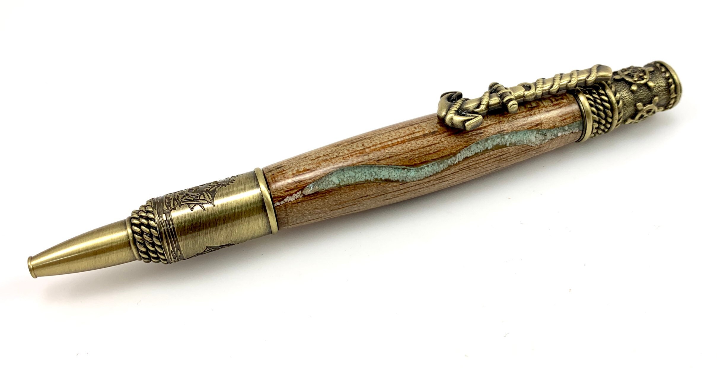 Nautical Ballpoint Pen - Teak Wood, Sand, and Acrylic - Etsy