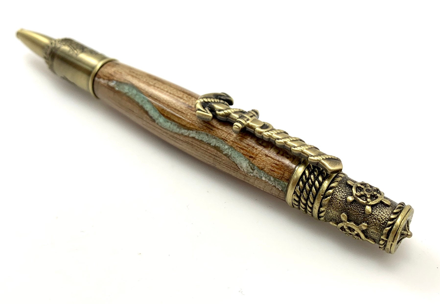 Nautical Ballpoint Pen - Teak Wood, Sand, and Acrylic - Etsy