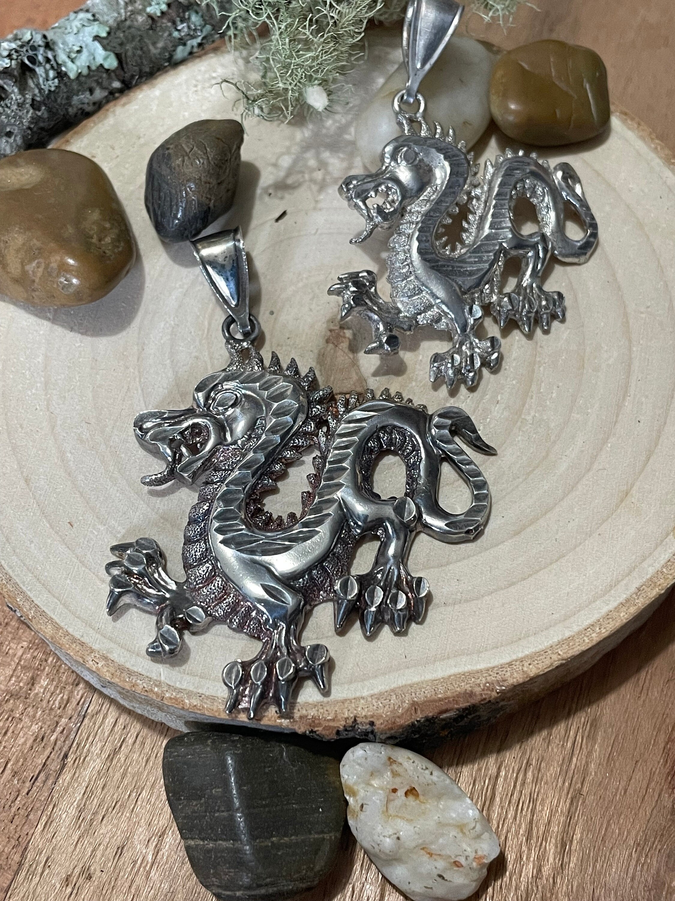 Sterling 4 Toed Dragon Pendant Necklace - Etsy