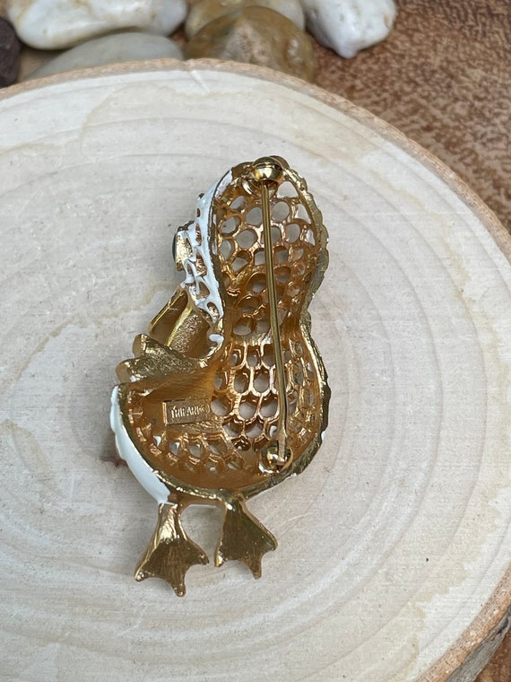 Crown White Vintage TRIFARI 1960s Duck Brooch/Pin - Gem