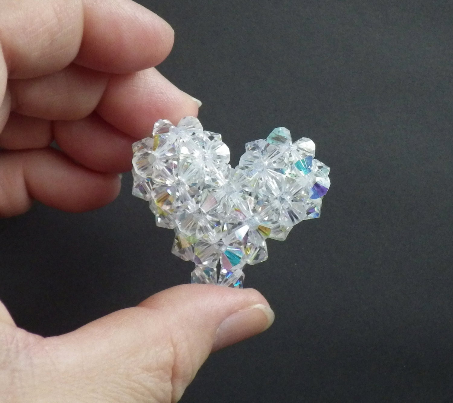 Crystal Heart Beaded Heart Puffy Crystal Heart Made With | Etsy