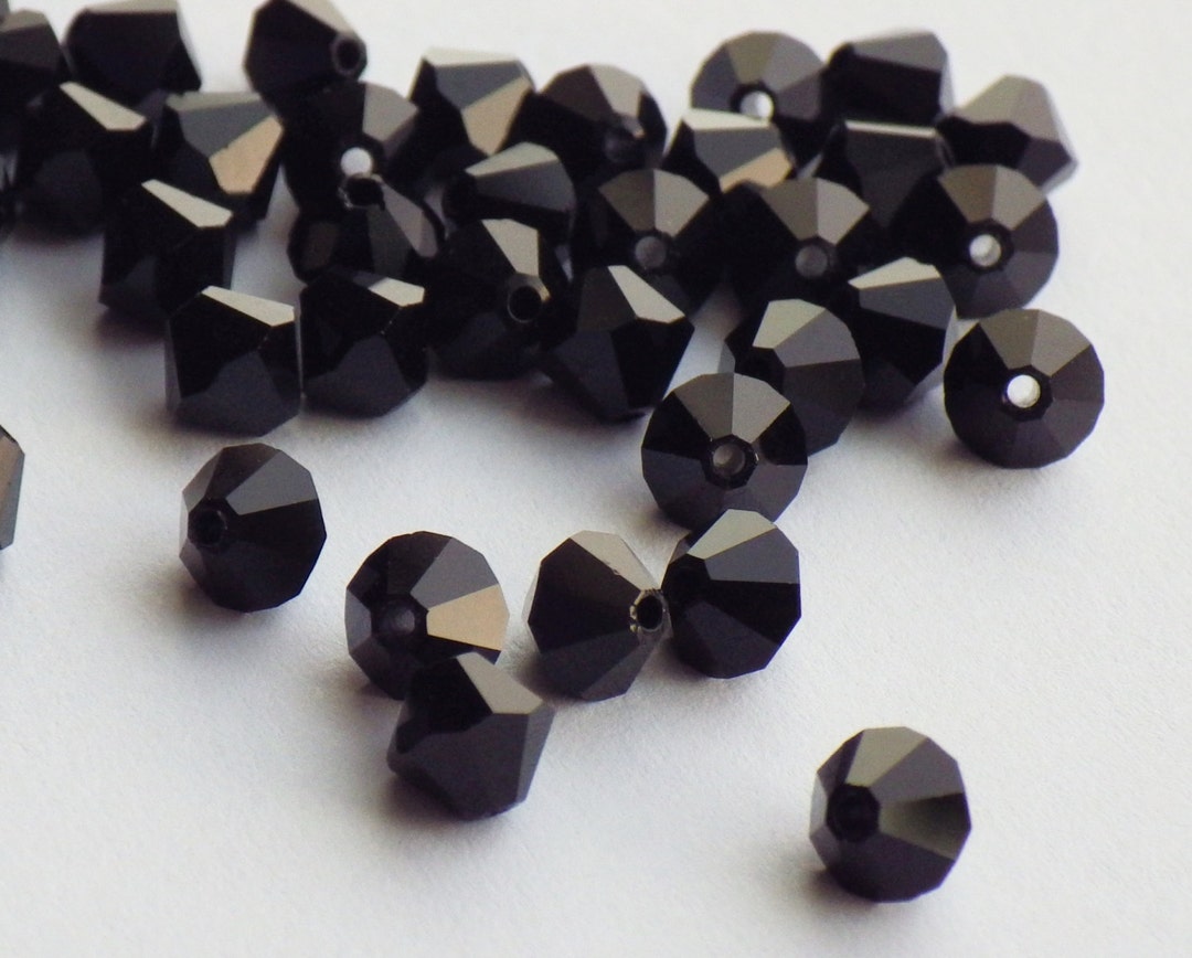 Vintage Swarovski Crystal Beads, Jet, Article 5301, 5mm Jet, 50 Vintage ...