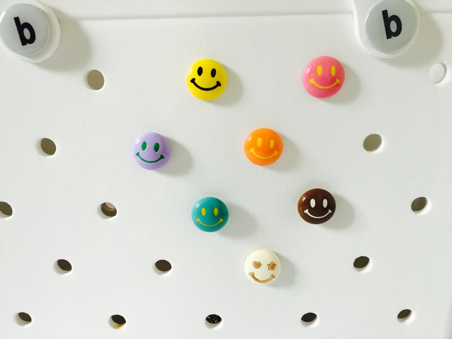 Smiley Face Charm Pink Yellow Purple Ivory Attachment for Bogg Bag ...