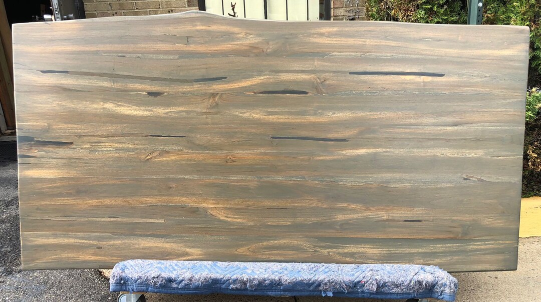 T4-7036 Live Edge Reclaimed Teak Wood in Gray Finish for Dining Kitchen ...