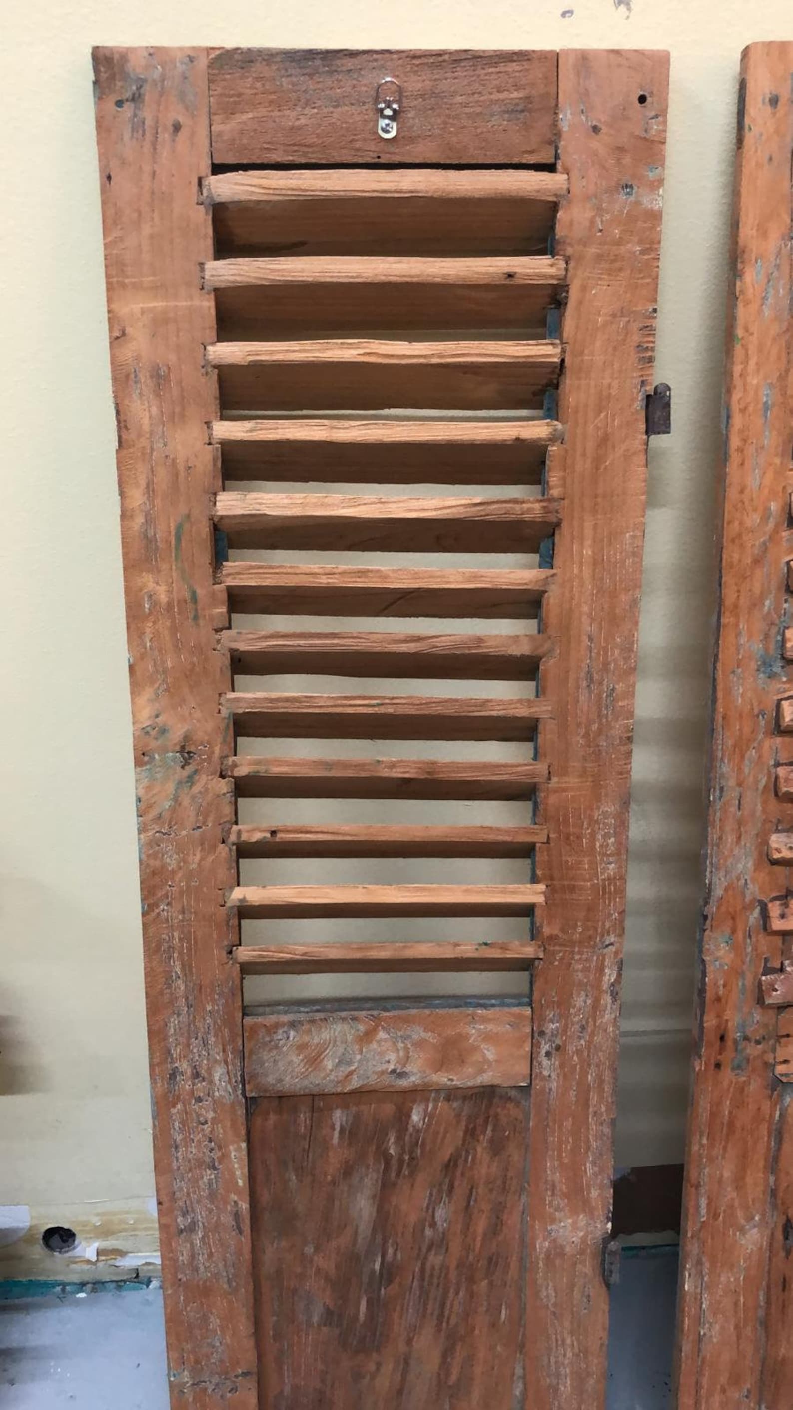 Reclaimed teak wood authentic window shutters set of 2 rustic | Etsy