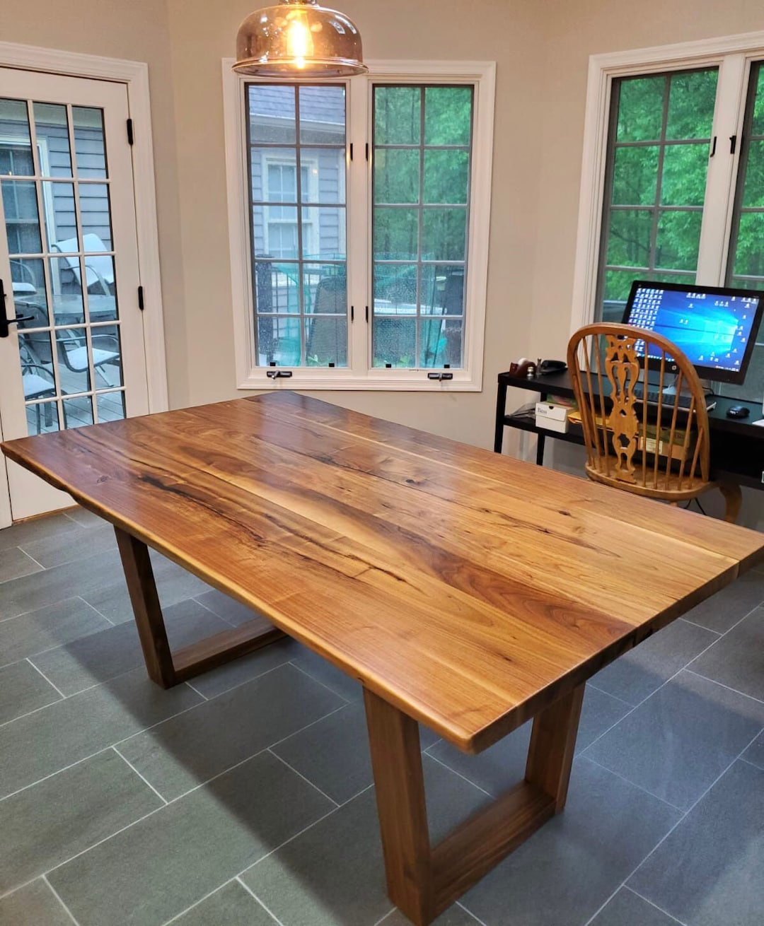 Live Edge Walnut Wood Dining / Kitchen Table Top 72 Midcentury Modern ...