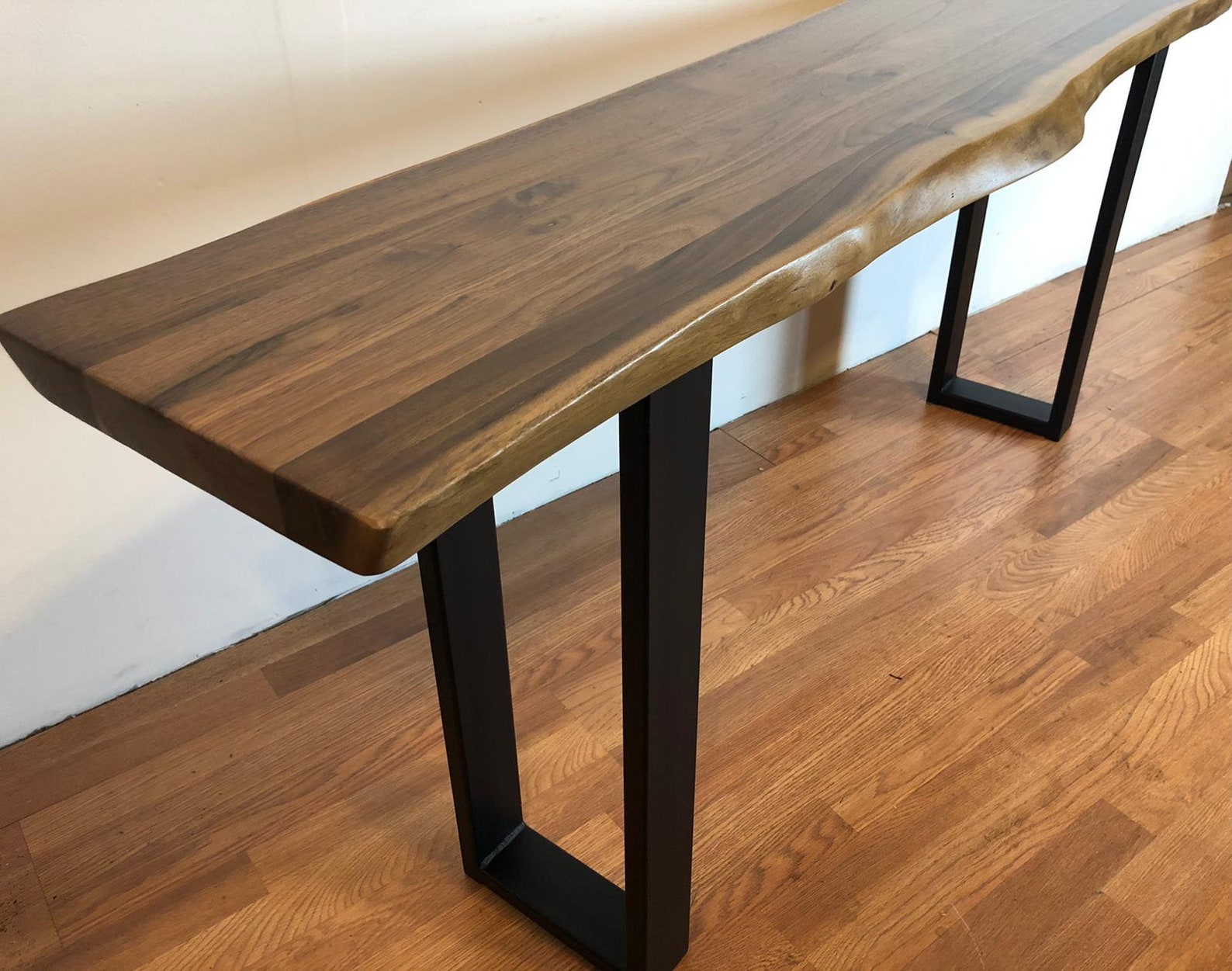 72" Live Edge Walnut Wood Console Sofa Hallway Entryway Table With ...