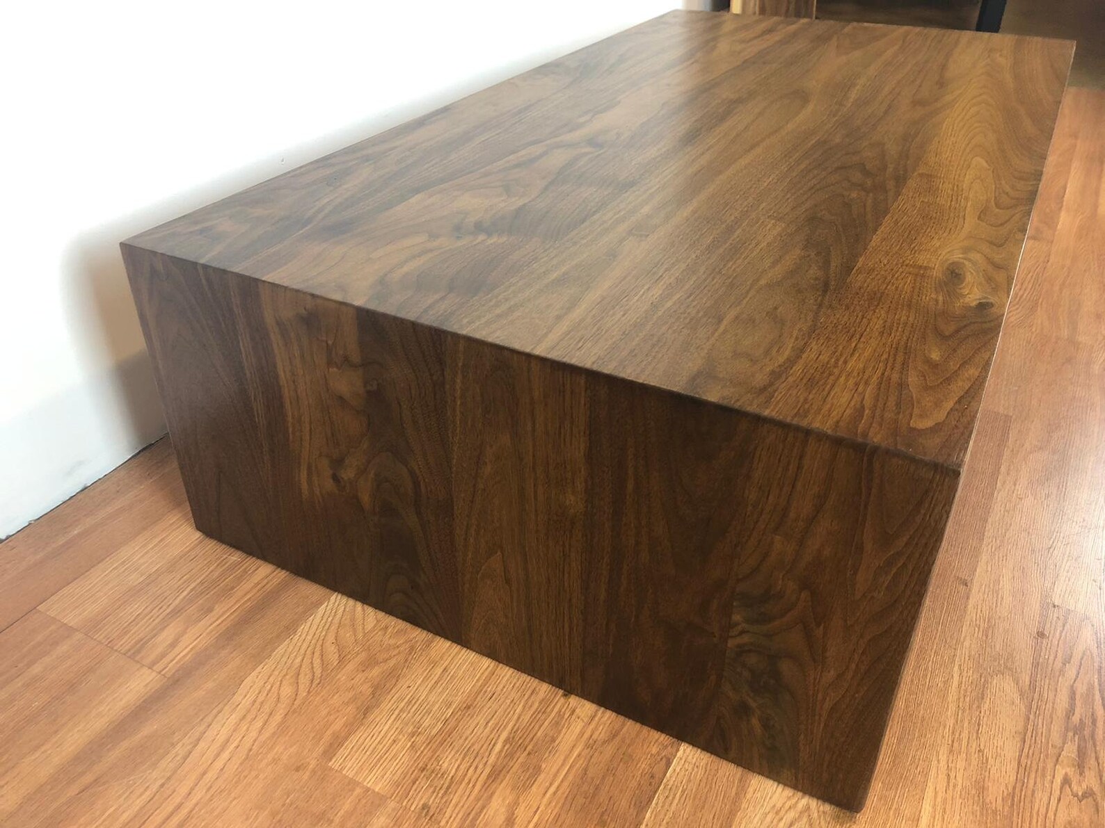48" American Black Walnut Wood Waterfall Coffee Table Modern ...