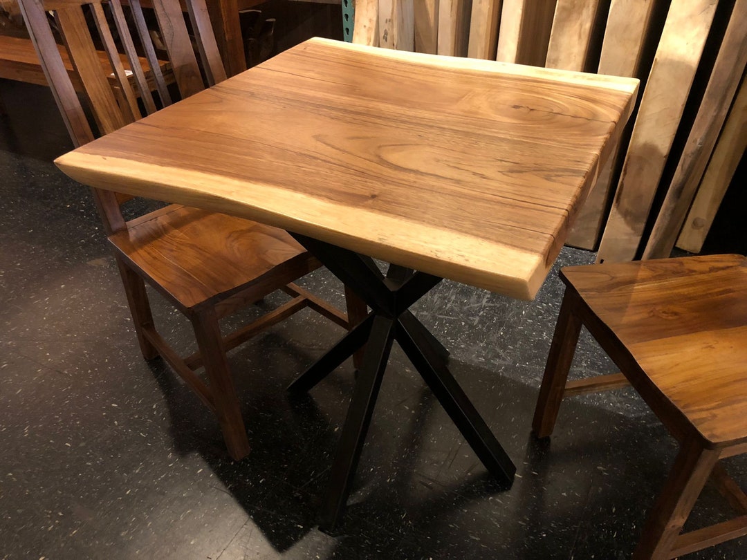28 X 28 Square Live Edge Acacia Wood Dining / Kitchen Table Top With ...