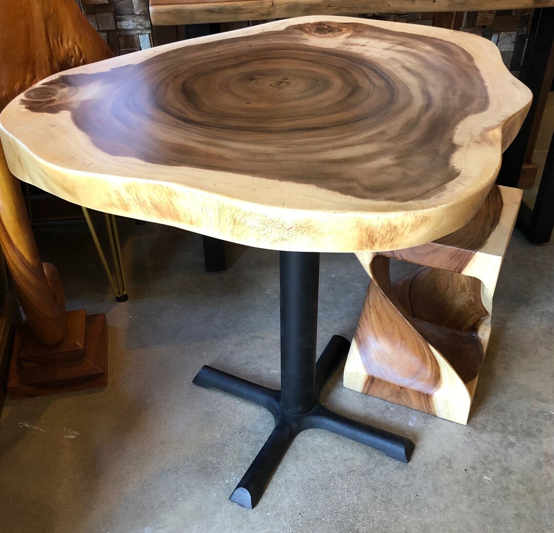 Live Edge Acacia Wood Crosscut Slab Table – Rustic Modern Accent Table ...