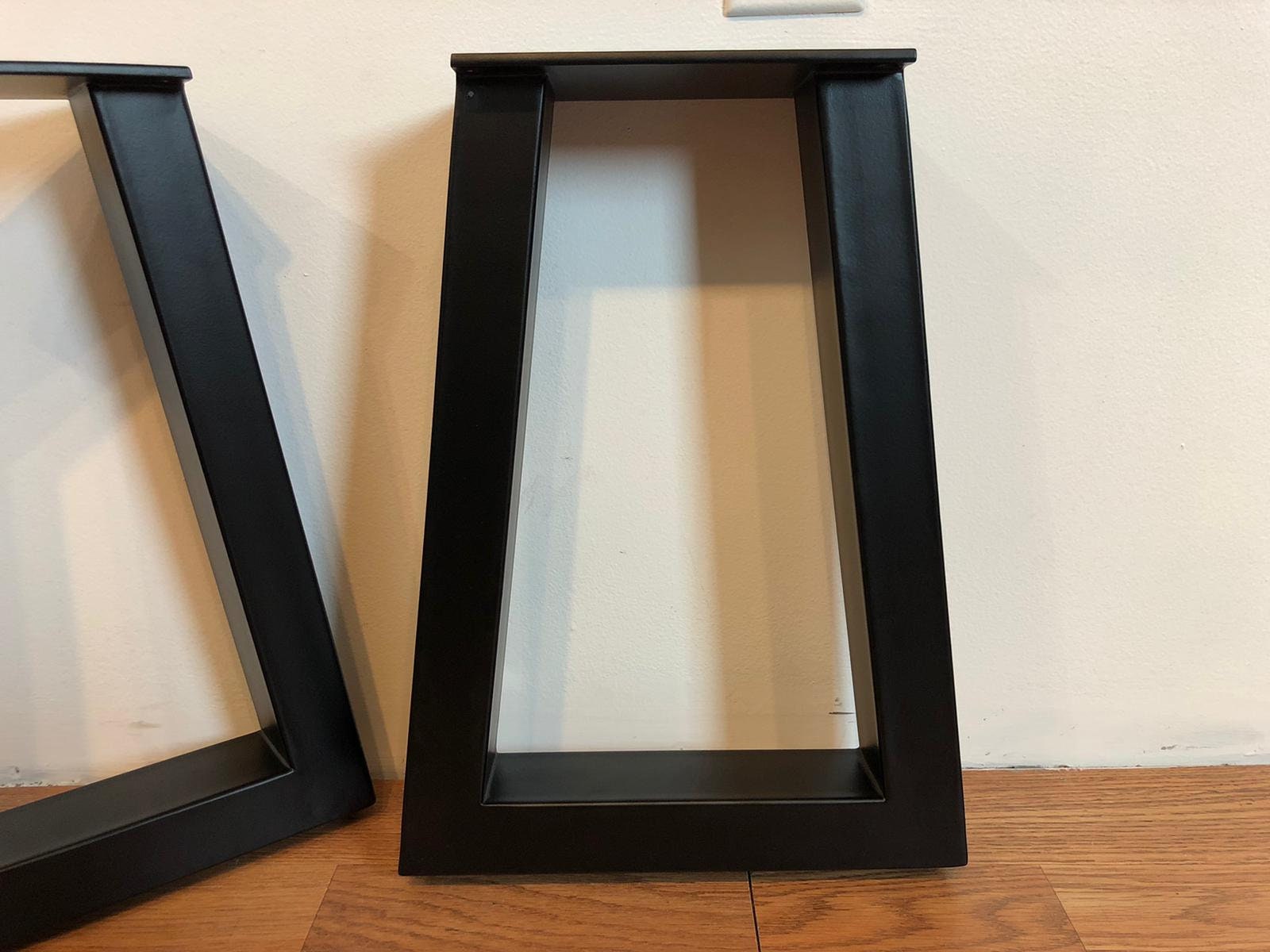 Trapezoid Bench Metal Base Legs Black for Wood Table Top . Modern ...