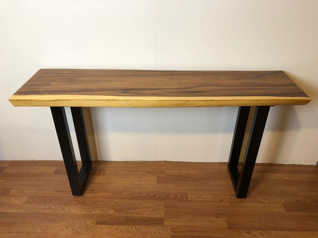 Natural Live Edge Acacia Wood Console Table – Rustic Modern Entryway ...