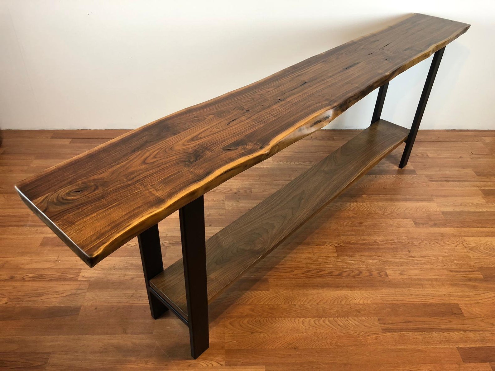 96" Live Edge Walnut Wood Console Table . Sofa Table . Living Room ...