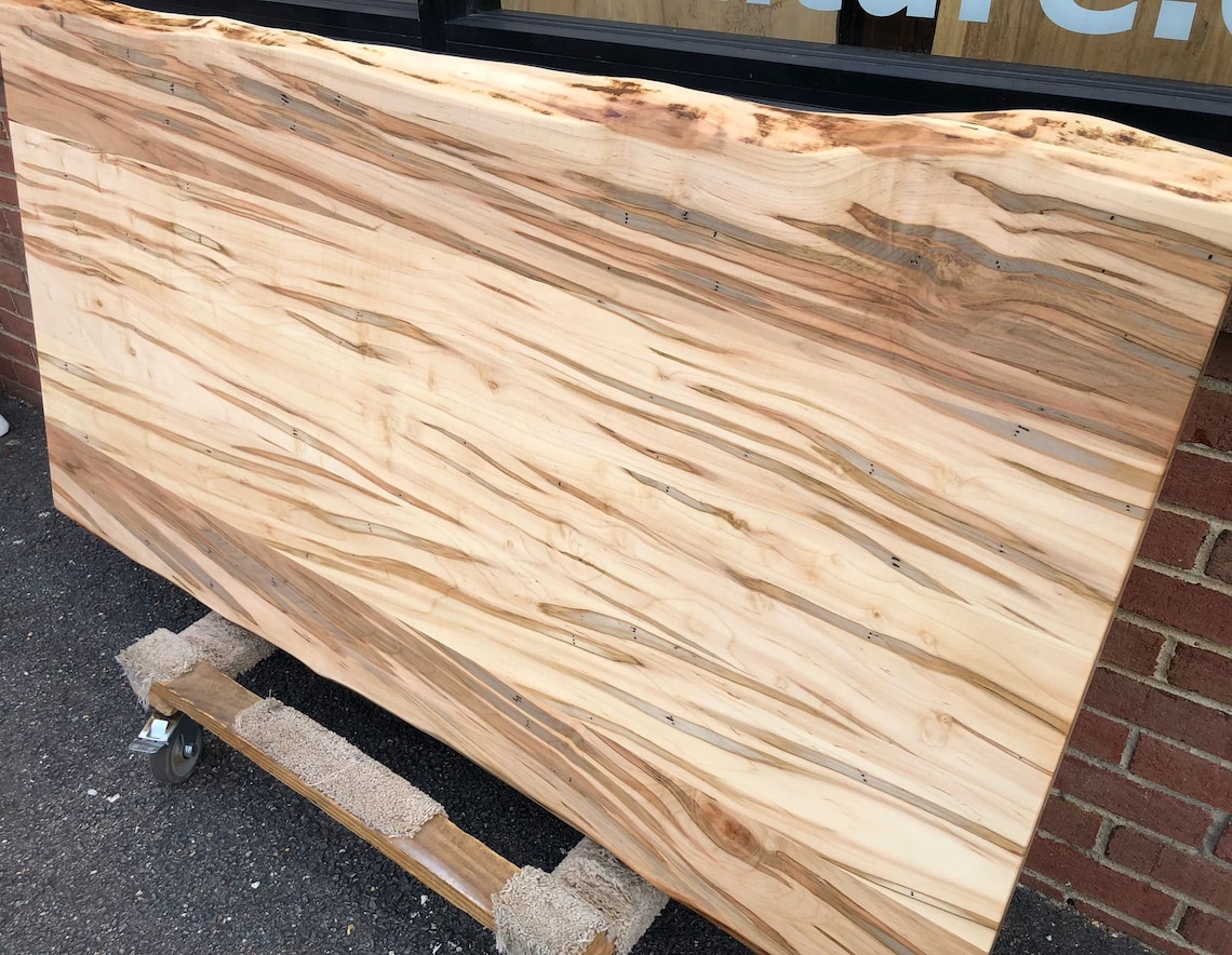 NM-01 Live Edge Wormy Maple Wood Dining Table / Kitchen Table Top 60 X ...