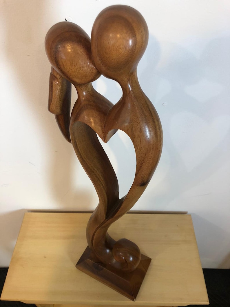 Kissing Couple Abstract Wood Sculpture - Etsy