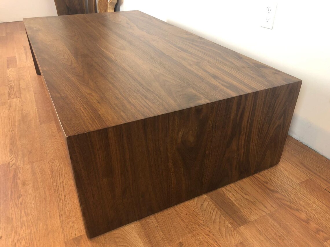 48" American Black Walnut Wood Waterfall Coffee Table Modern ...