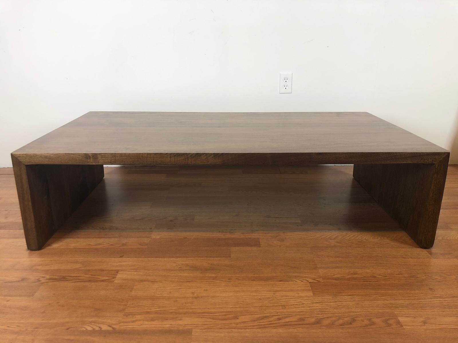 48" American Black Walnut Wood Waterfall Coffee Table Modern ...
