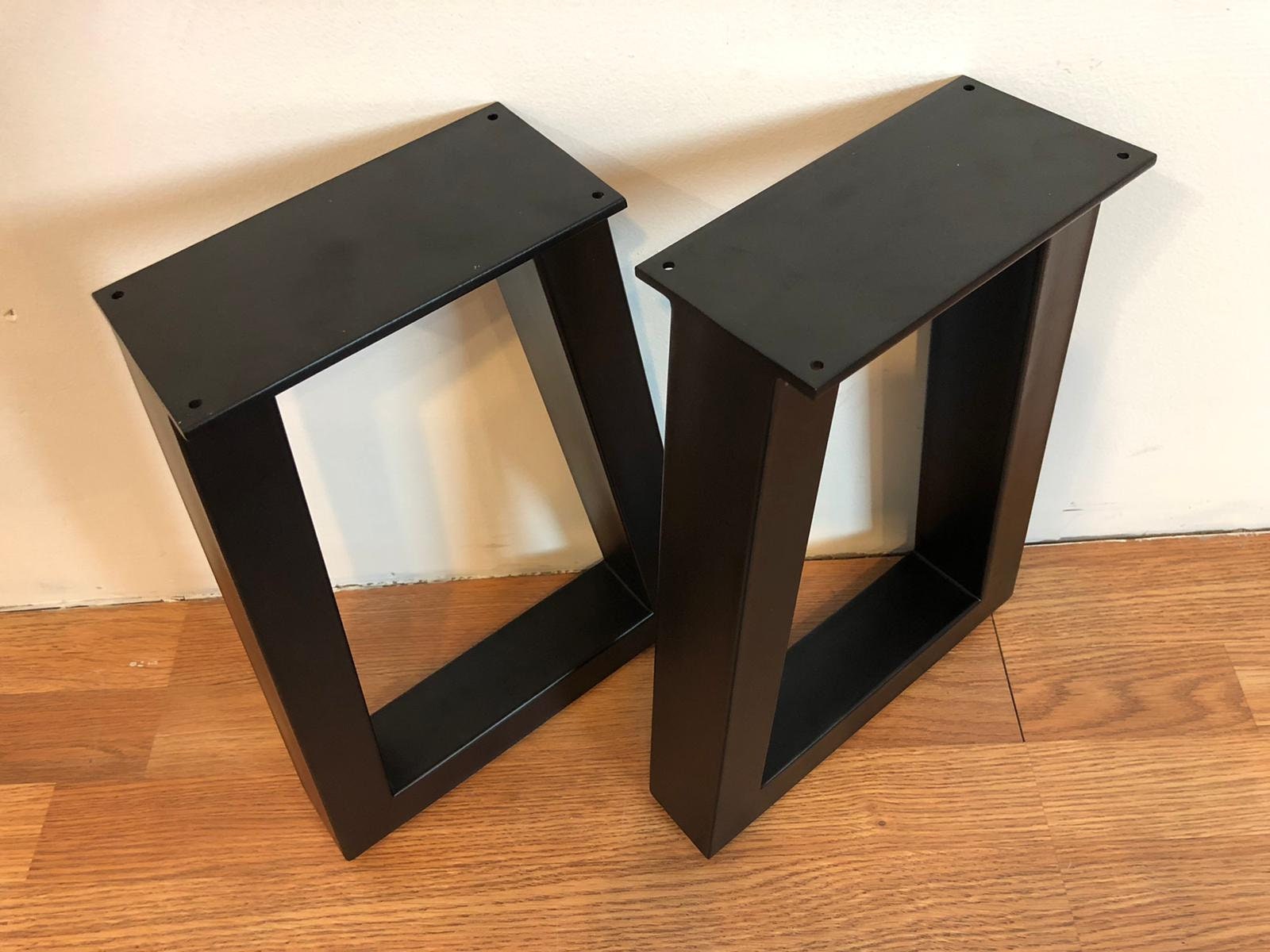 Trapezoid Bench Metal Base Legs Black for Wood Table Top . Modern ...