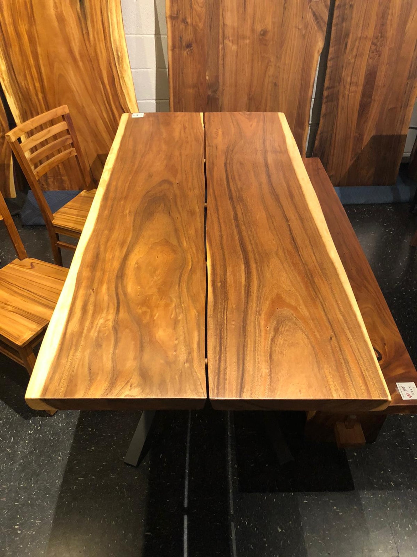 Live Edge Acacia Wood Slab Table Top Only 79 X 38 Etsy