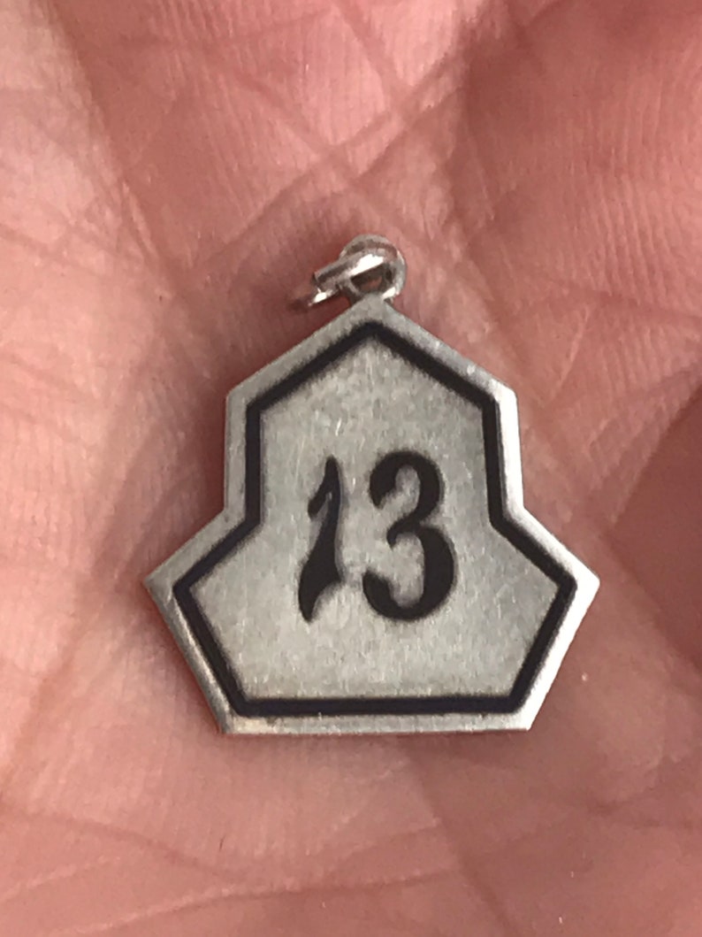 Vintage Sterling Silver Enamel Lucky 13 Charm Pendant - Etsy
