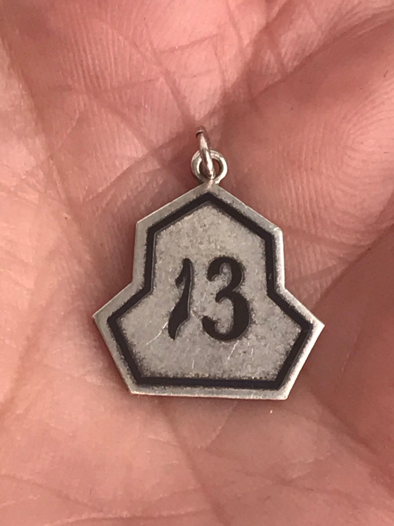 Vintage Sterling Silver Enamel Lucky 13 Charm Pendant | Etsy