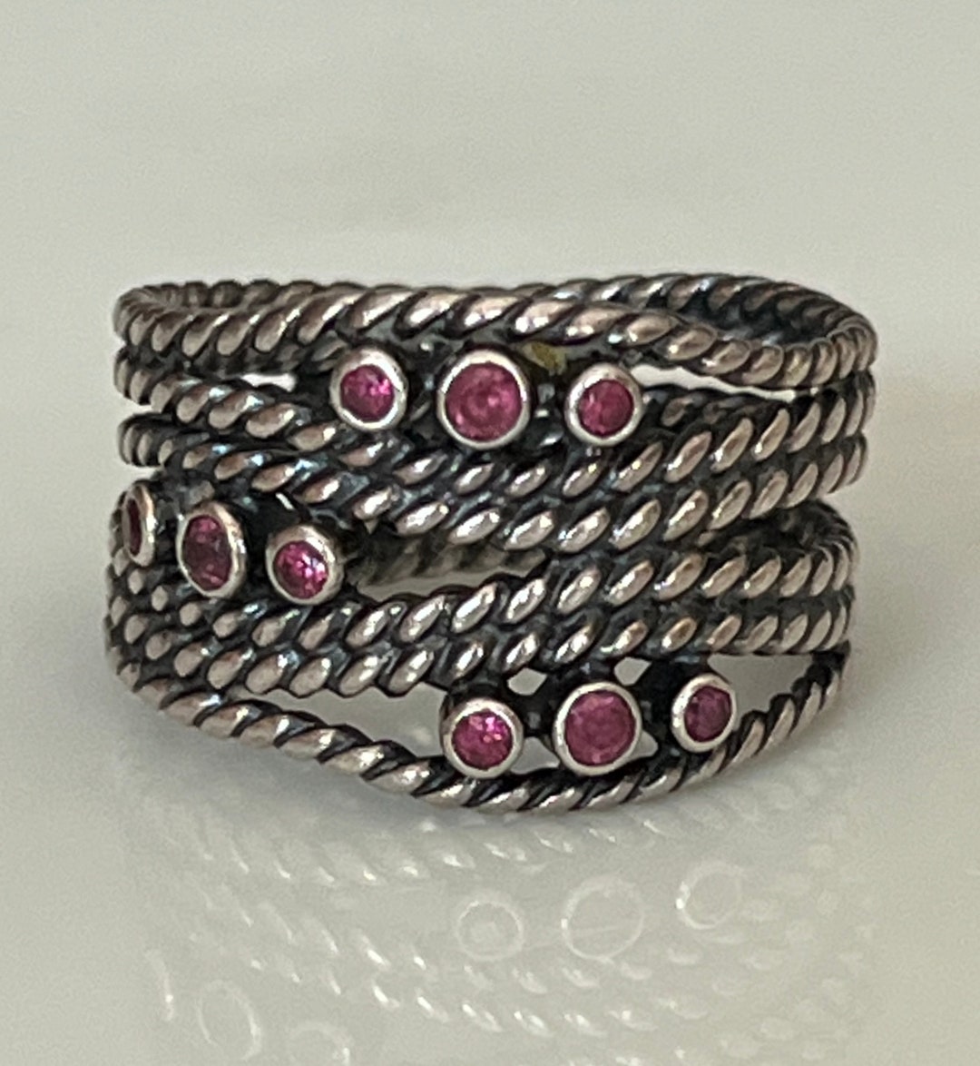 Sterling Silver Pandora Hidden Romance Ring With Pink Rhodolite Stones ...
