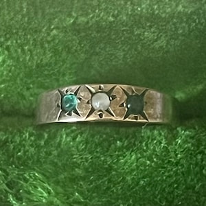 Antique Gold Tiny Baby Ring With Three Stones in Starburst Setting - Etsy