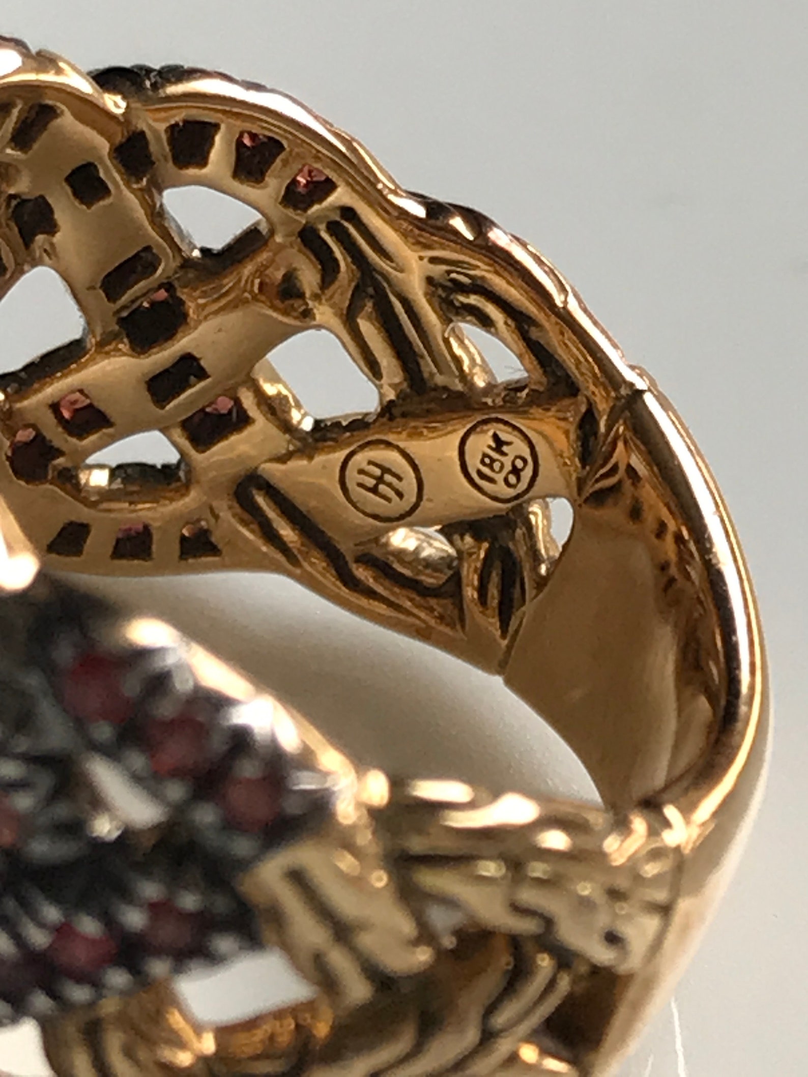 John Hardy 18K Gold Red Sapphire Braided Chain Ring - Etsy