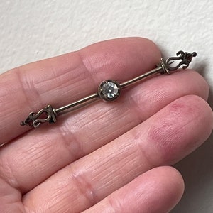 Delicate Vintage Bar Pin With Clear and Red Stones - Etsy