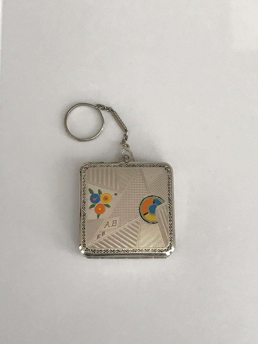 Vintage Art Deco Evans Compact Case With Multicolor Floral Enamel and ...