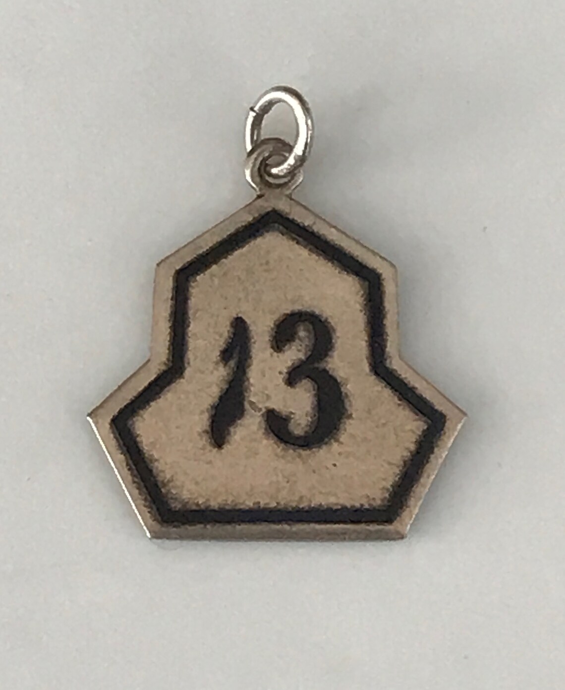 Vintage Sterling Silver Enamel Lucky 13 Charm Pendant | Etsy