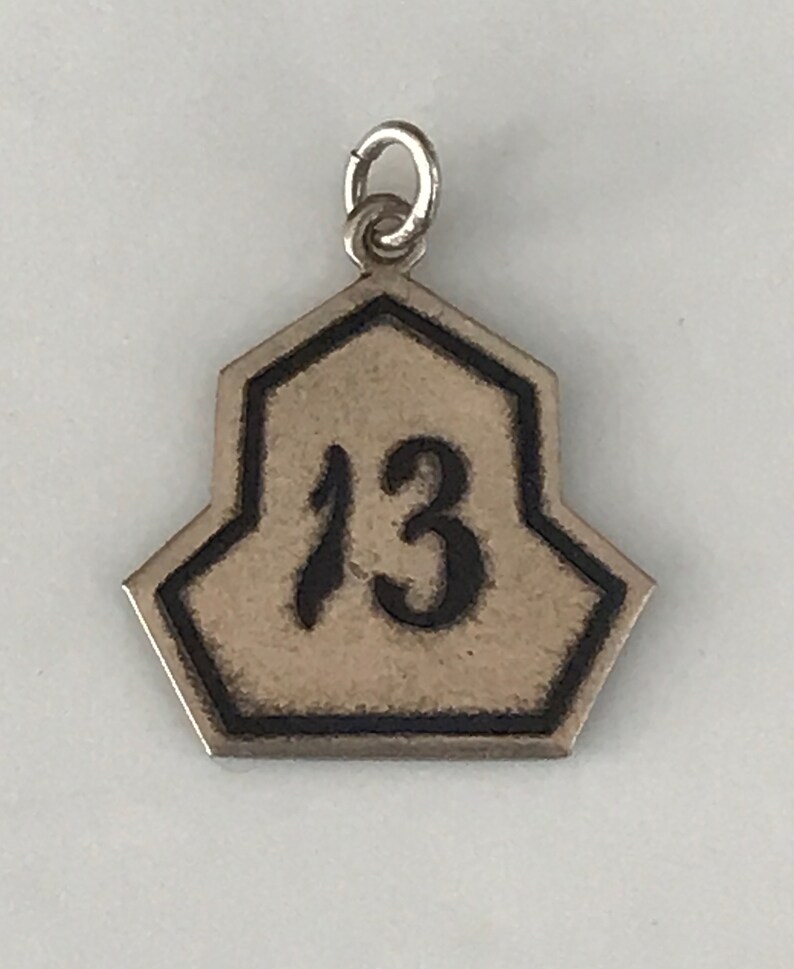 Vintage Sterling Silver Enamel Lucky 13 Charm Pendant | Etsy