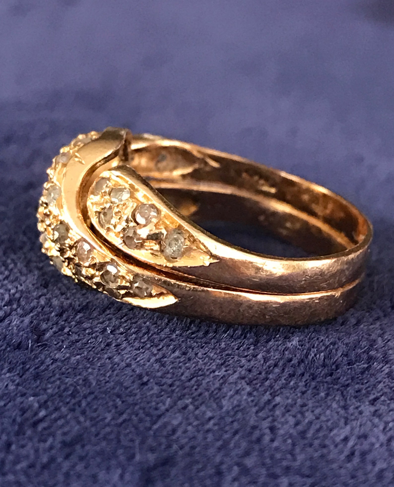 Vintage Unique 18K Yellow Gold Diamond Puzzle Ring With Two ...