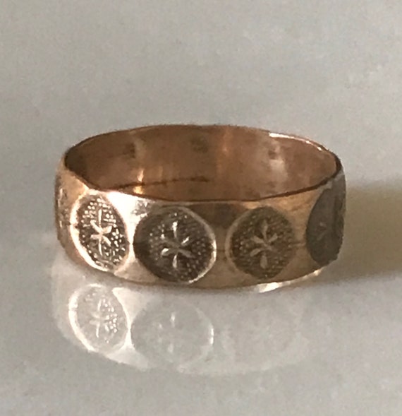 Tiny Antique 10K Gold Embossed Baby Ring | Etsy
