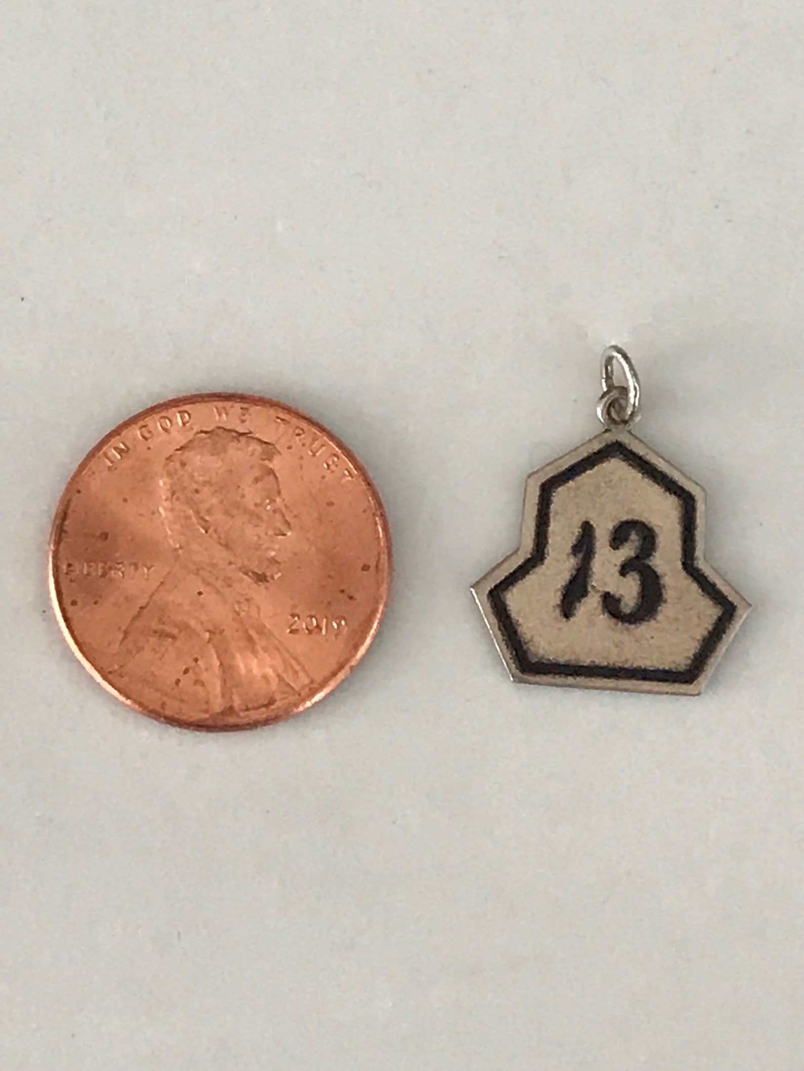 Vintage Sterling Silver Enamel Lucky 13 Charm Pendant - Etsy