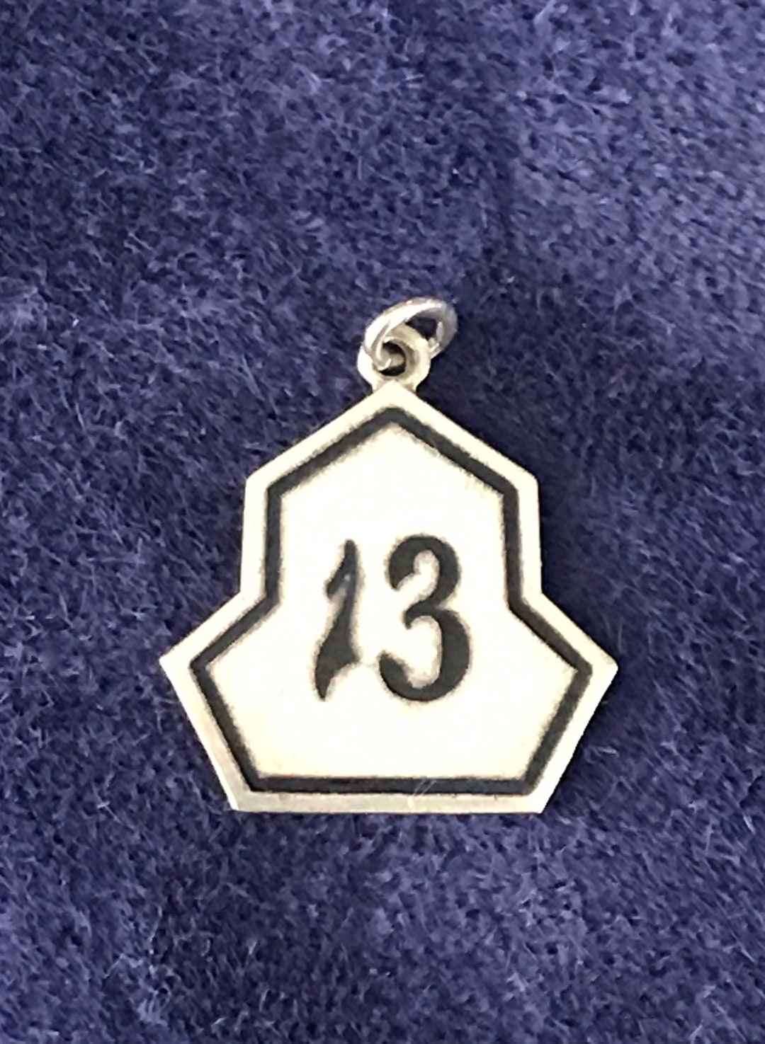 Vintage Sterling Silver Enamel Lucky 13 Charm Pendant - Etsy