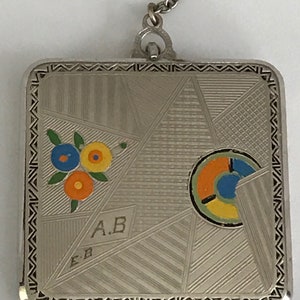 Vintage Art Deco Evans Compact Case With Multicolor Floral Enamel and ...