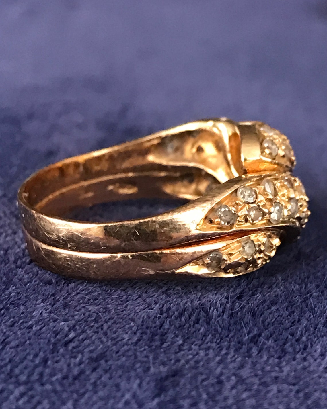 Vintage Unique 18K Yellow Gold Diamond Puzzle Ring with Two | Etsy